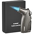 Amazon.com: Kollea Torch Lighter, Triple Jet Flame Butane Cigar Lighter with Punch and Safety ...