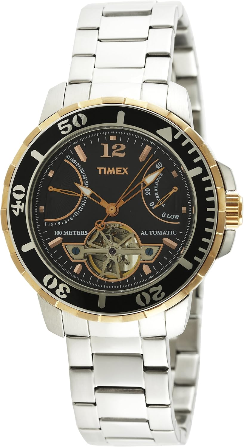Timex Men's T2M930 Silver Stainless-Steel Automatic Watch with Black ...