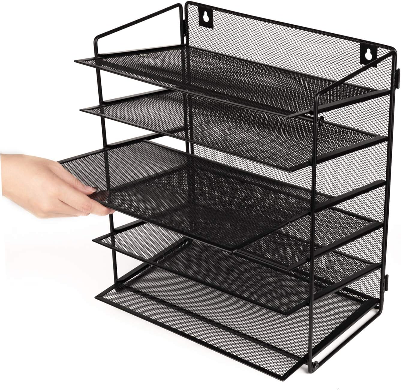 VANRA 6-Tier Metal Mesh Desktop File Sorter Organizer Wall Mount ...