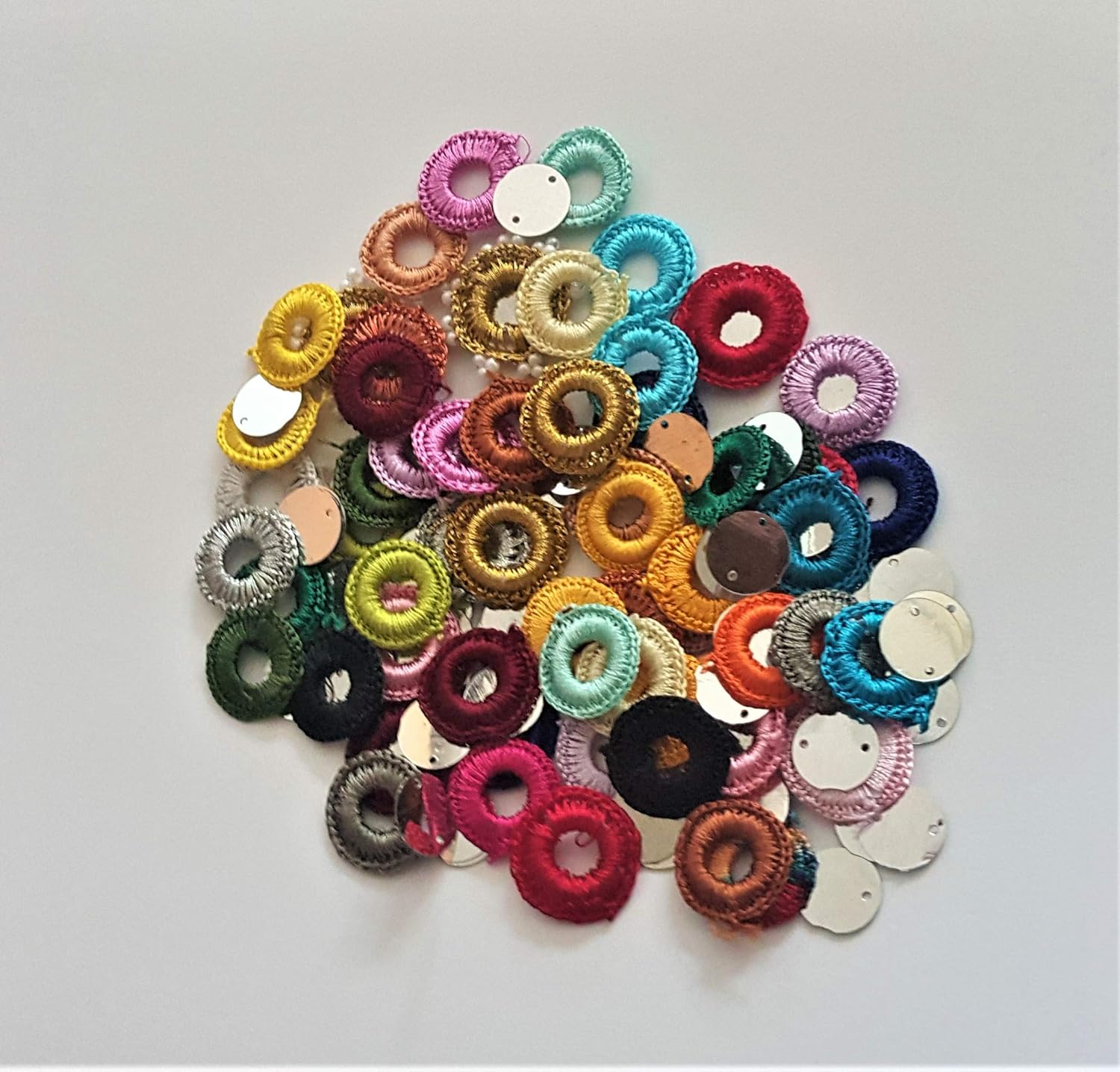 50 Plus Crochet Mirror-RIMS Multi Mix with Foil Mirrors 2 Sew or Glue 4 ...