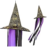 Amazon.com : 2 Pack Halloween Witch Hat Windsock Flag Decorations, 35 ...