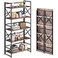 Amazon.com: 4NM No Assembly Folding Bookshelf Storage Shelves 5 Tiers ...