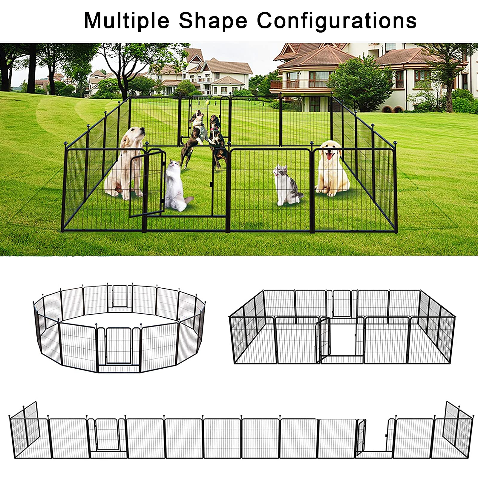 FXW Dog Playpen Outdoor, 8/16/24/32 Panels 32" Height Dog Fence Pen ...