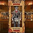 Amazon.com: Funrous Western Wanted Photo Booth Prop Large Wild West ...