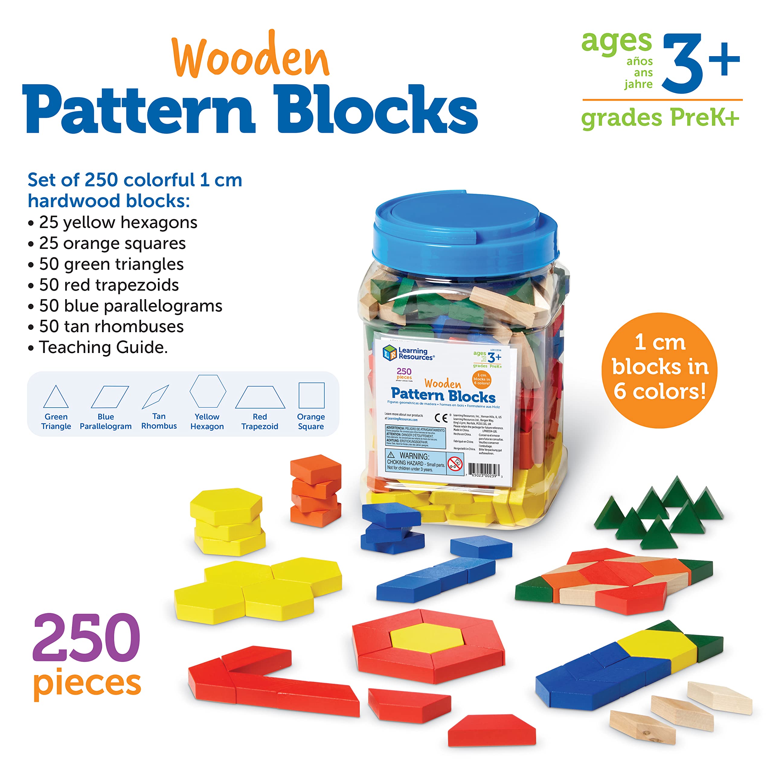 Mua Learning Resources Wooden Pattern Blocks, Early Math Concepts, Set ...