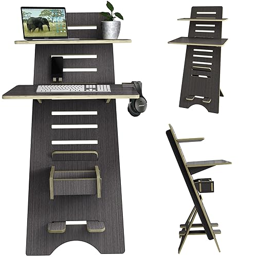 ecotribe Modern Height Adjustable 2 Tier Desk for Small Spaces ...