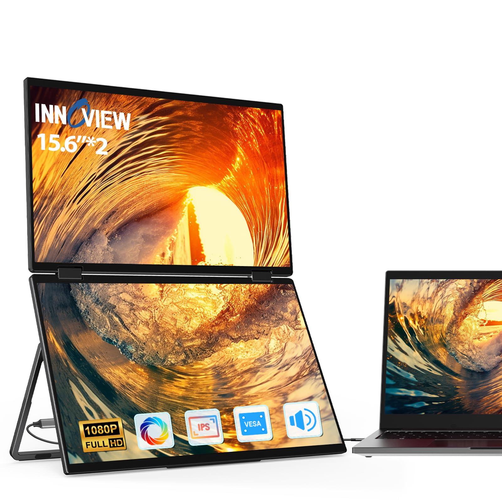Mua InnoView Laptop Screen Extender 15.6" Dual Monitors Stacked Folding ...