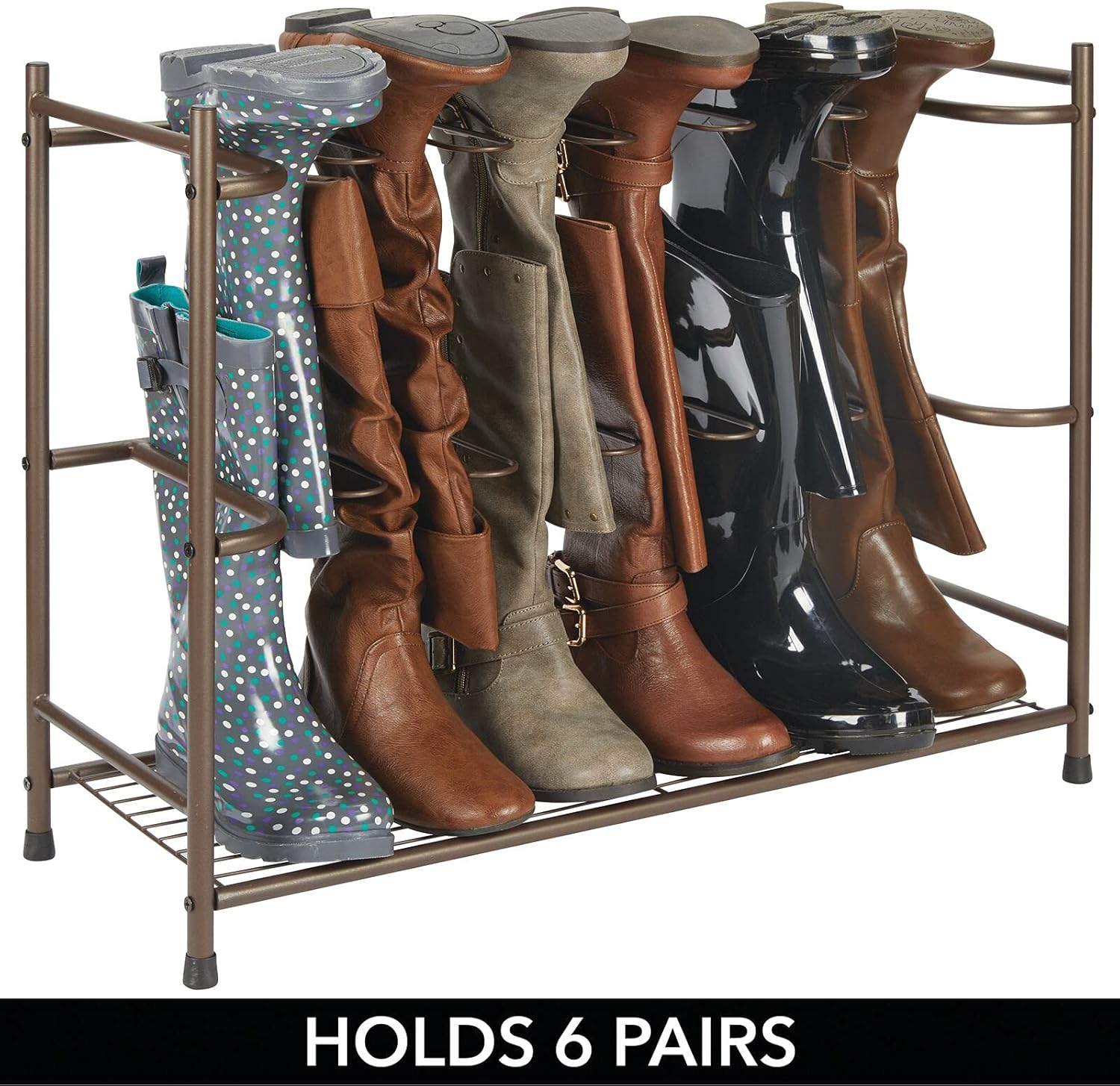mDesign Boot Rack for 6 Pairs of Boots – Boot and Shoe Storage Made ...