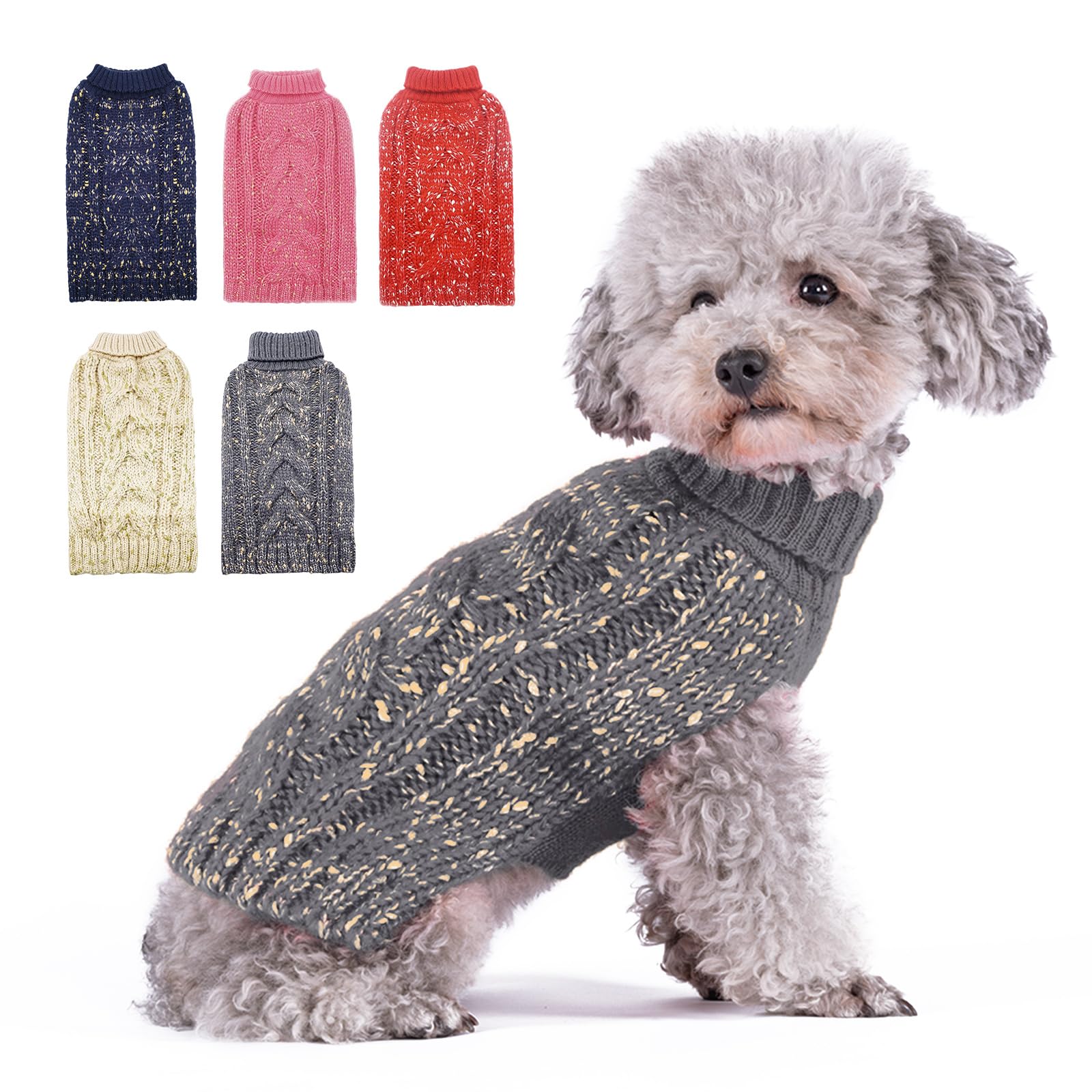 KYEESE Dog Sweater Warm Dog Clothes for Small Dog Turtleneck Dog Coat ...