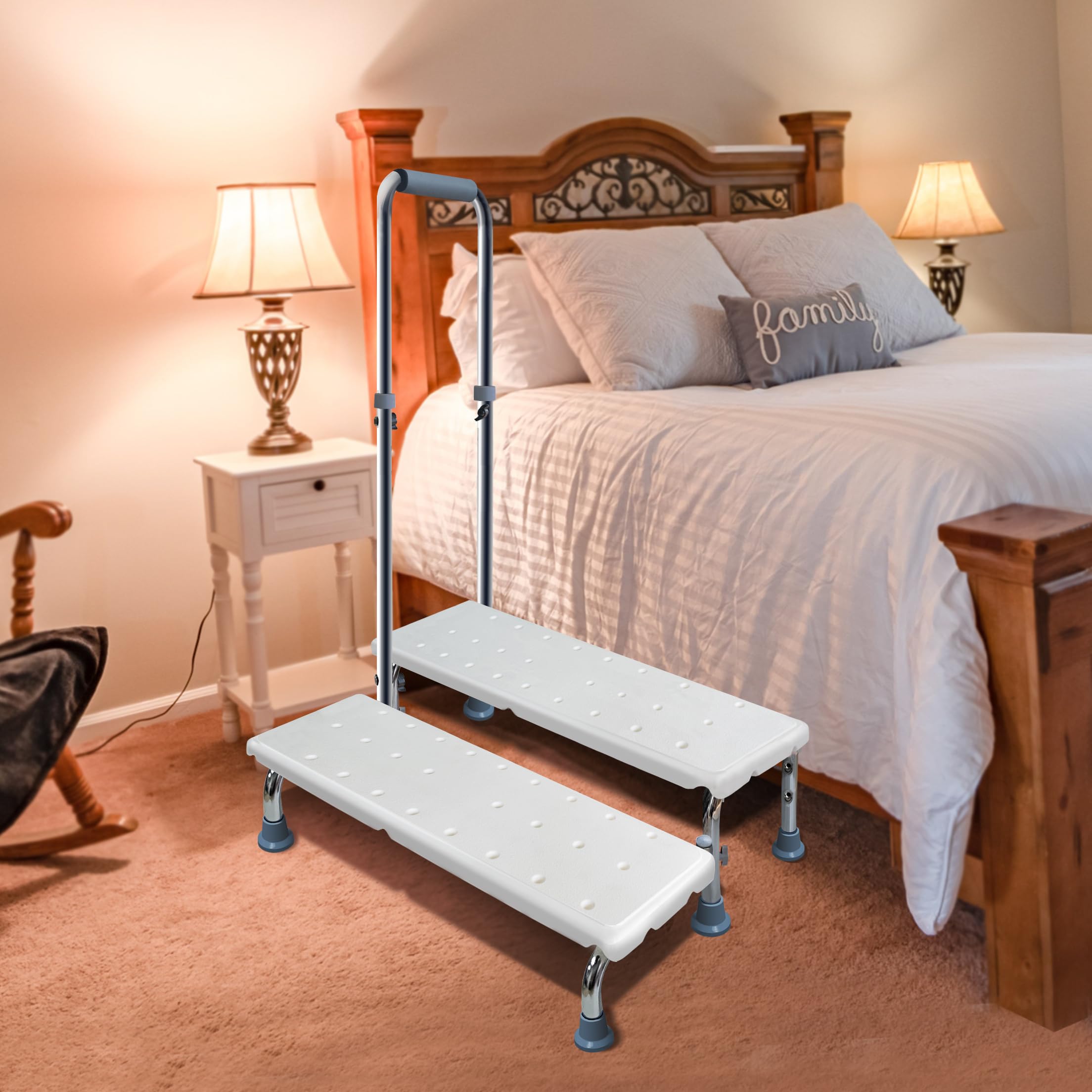 Aliseniors Extra Long Step Stool with Handle, Heavy-Duty Non-Skid ...