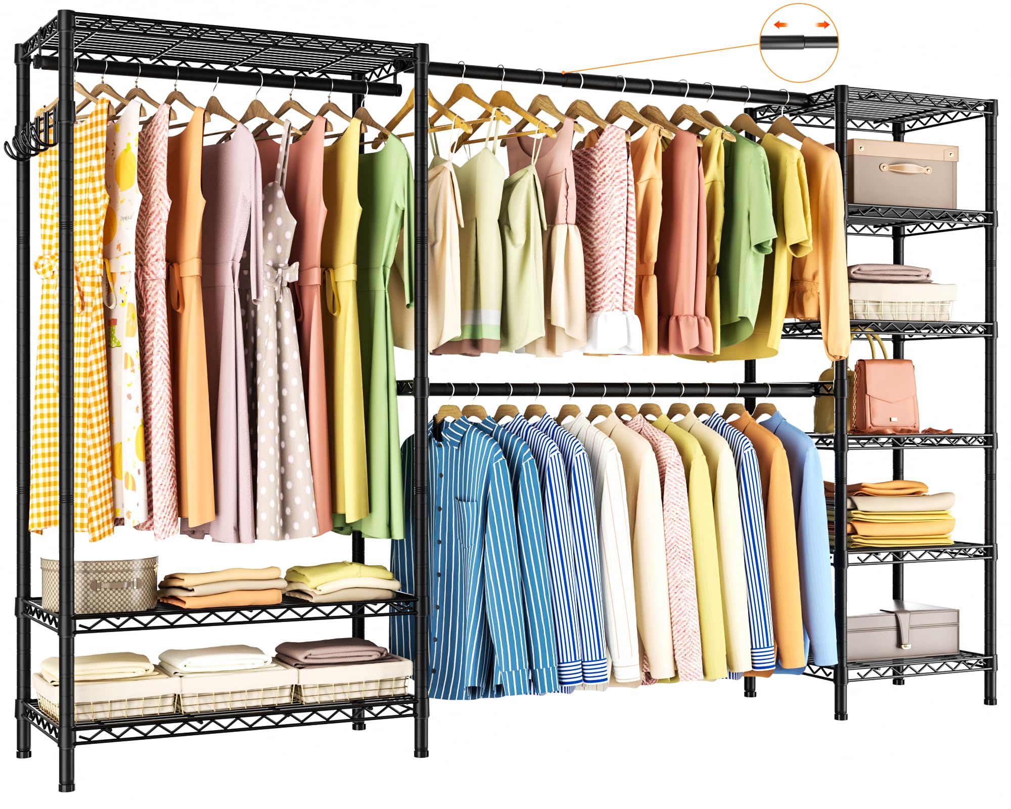 Golpart Expandable Heavy Duty Garment Rack Clothes Rack,Large Metal ...