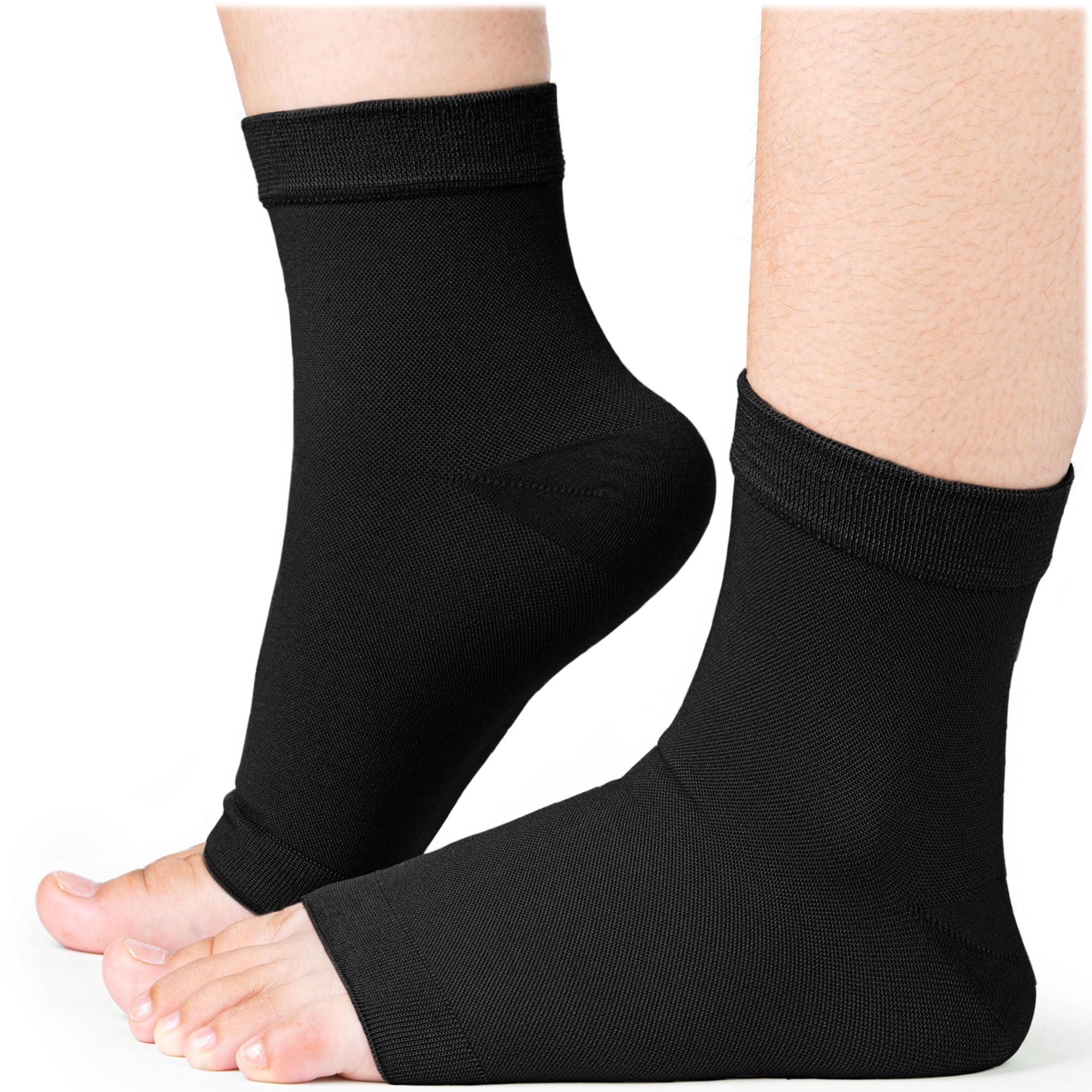 COZLOW Ankle Compression Socks (XXL, Black), Effective Ankle Brace w ...