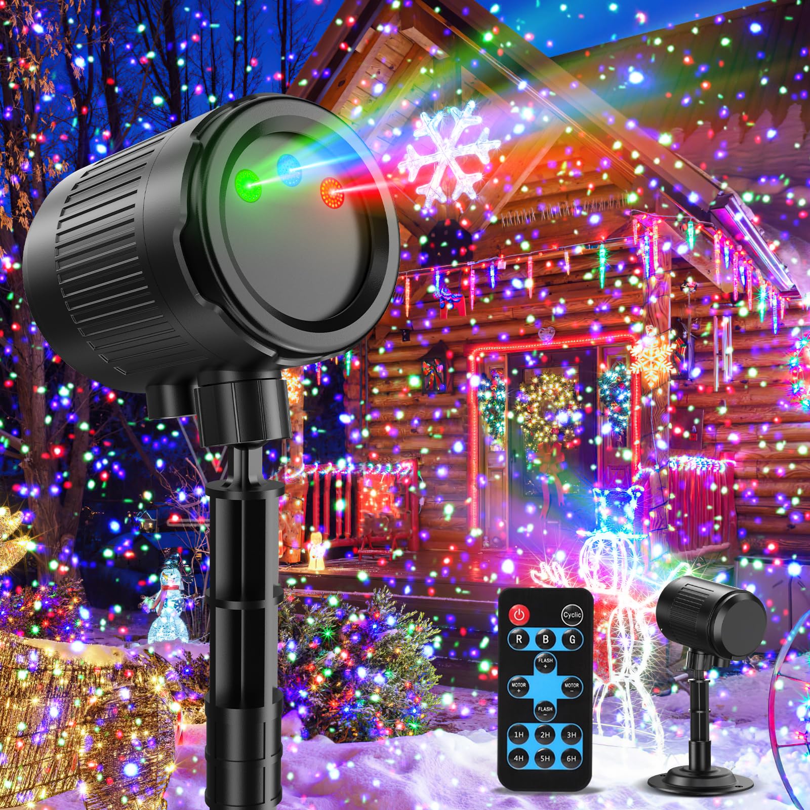 Laser Christmas Projector Lights Outdoor, 3 Color Laser Projector Light ...