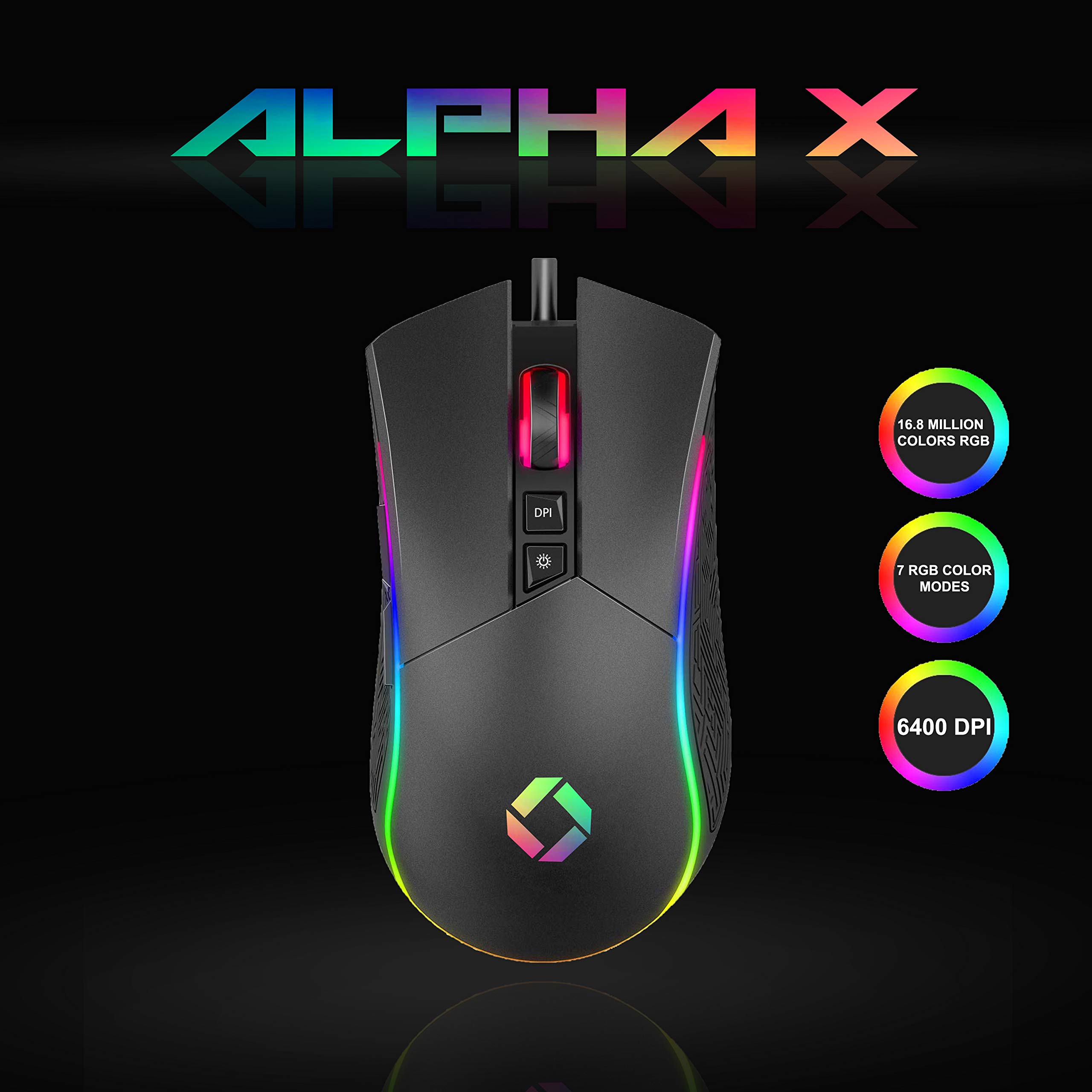 CHIPTRONEX Alpha X Wired RGB Gaming Mouse with 7 Button and 6400 DPI ...