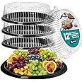 Amazon.com | 12" Catering Trays With Lids [3 Pack] - Black Serving Tray ...