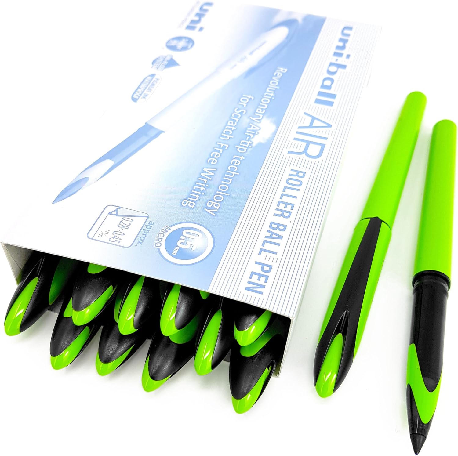 Uni-Ball AIR Micro - 0.5mm Fine Rollerball - Blue Ink - Green Barrel ...