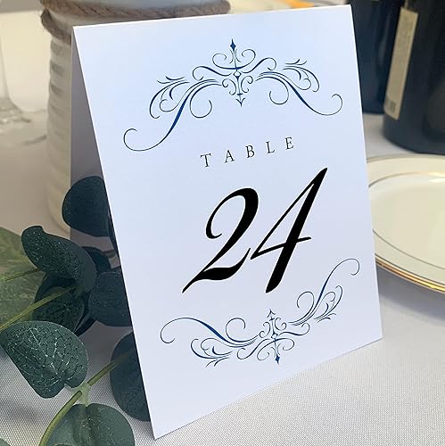 Classic Flourish Wedding Table Numbers, Royal Blue, 1-50, Double Sided ...