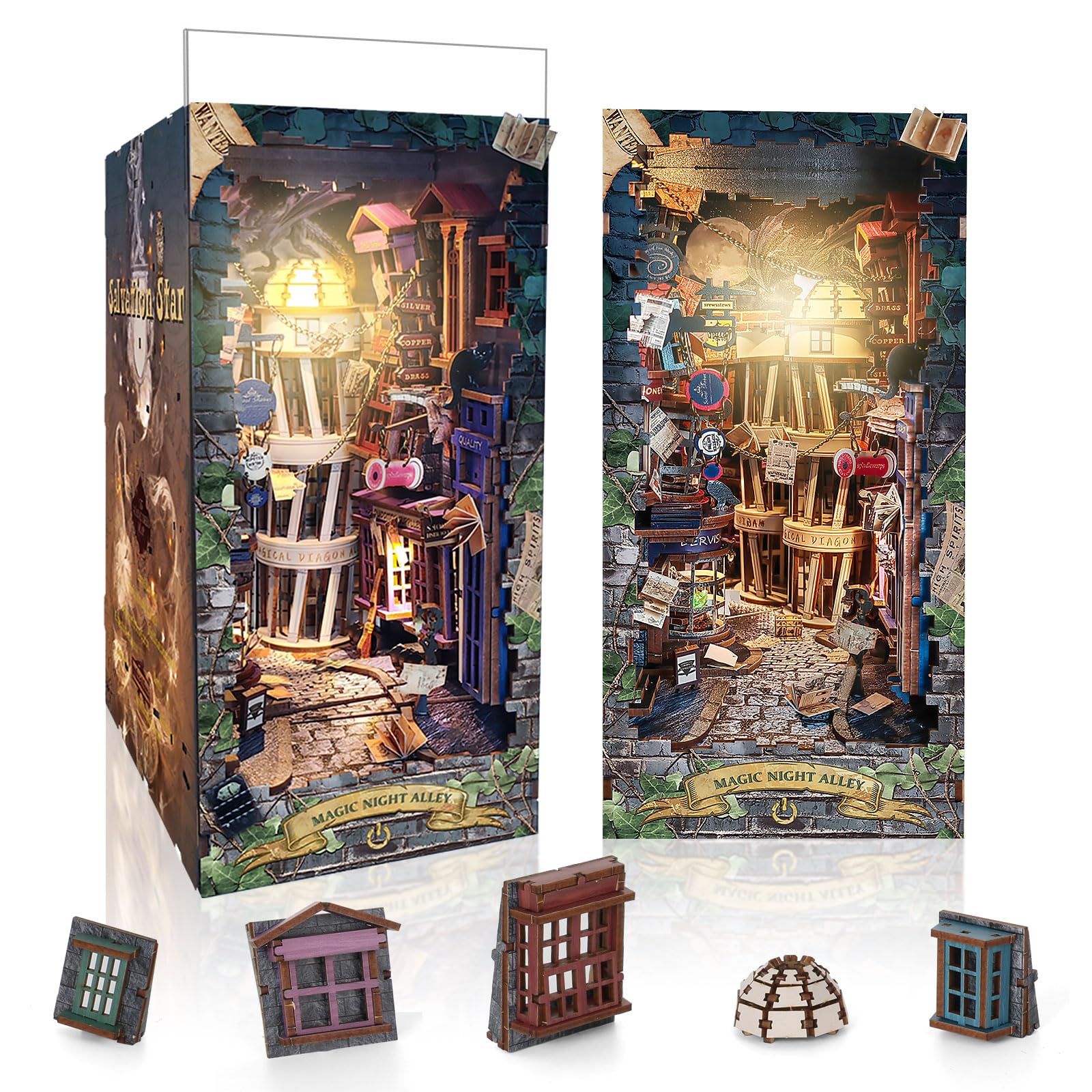 DIY Book Nook Kit for Adults,Magic Night Alley Miniature Kit with LED ...