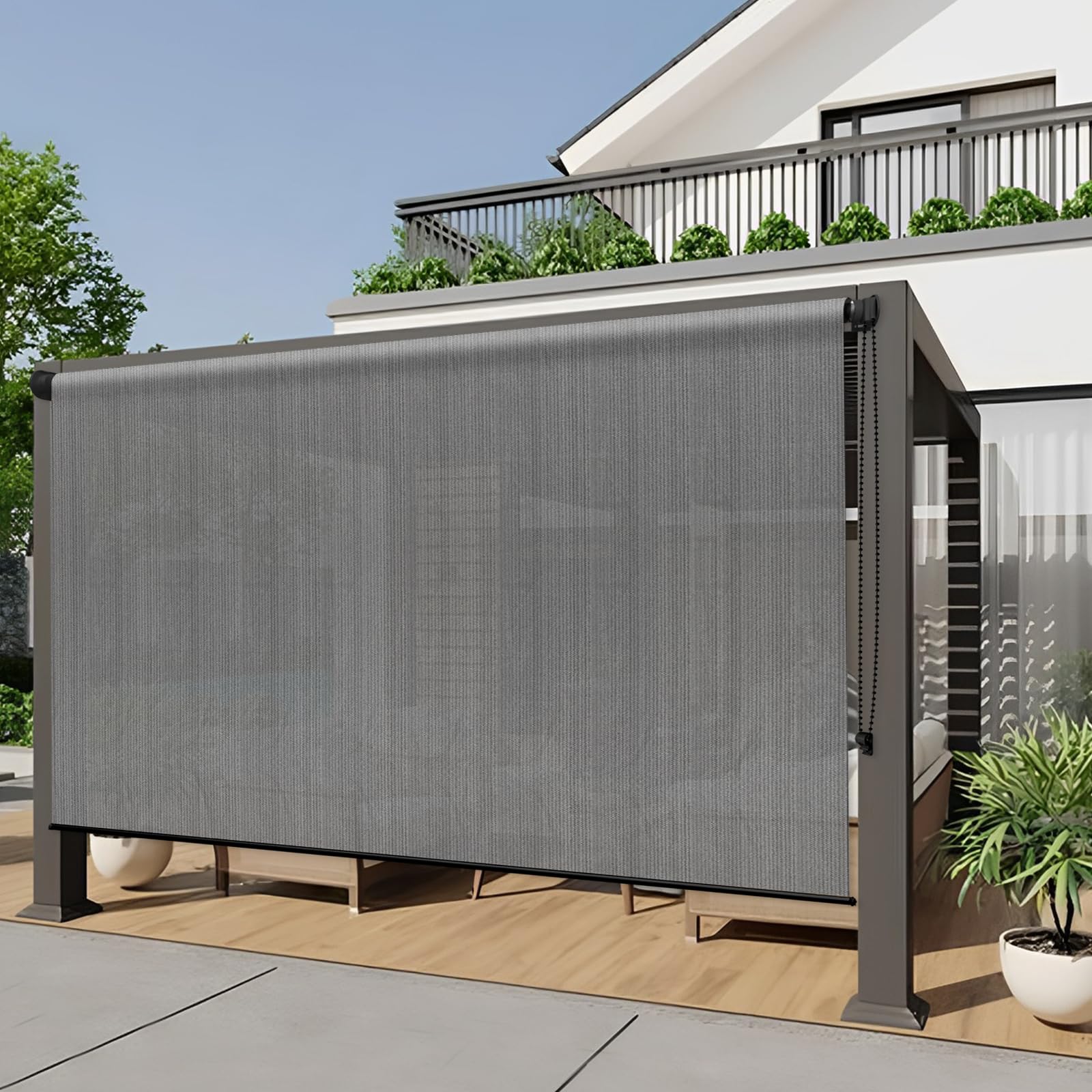 HENG FENG Outdoor Roller Shade 8'(W) x 8'(H) Patio Shades Roll up ...