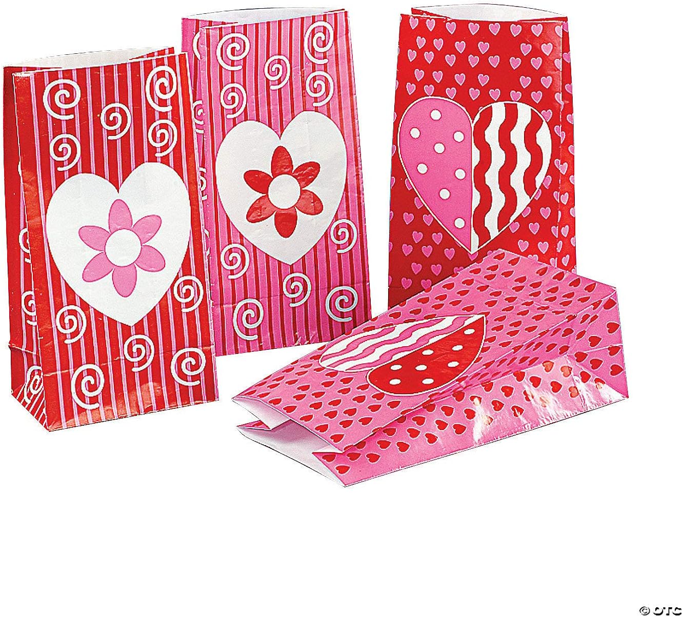 48 Pieces Valentines Day Gift Bags Craft Paper Treat Bags Valentine ...
