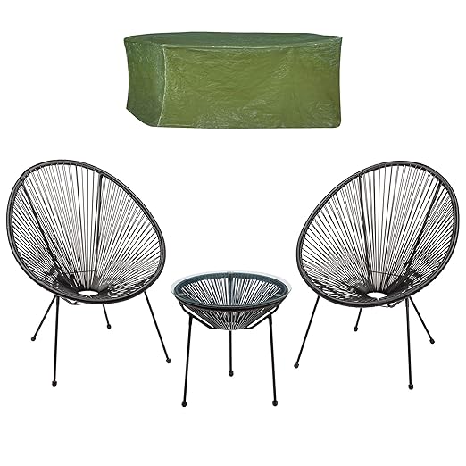 Thompson & Morgan Garden String Bistro Set 3 Piece with Tempered Glass ...
