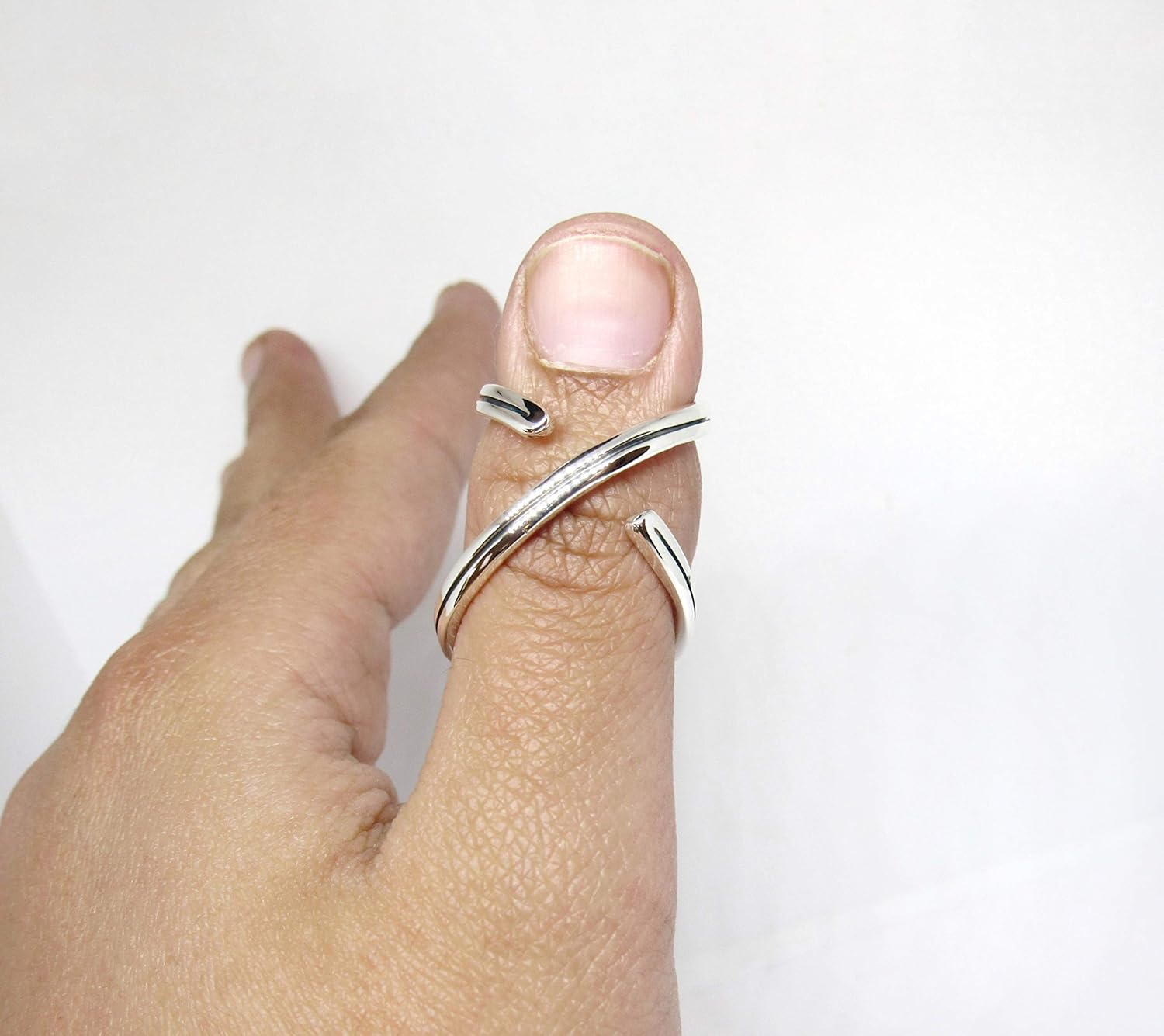 Amazon.com: Mallet Finger Silver Splint Ring with oxidized line: Handmade