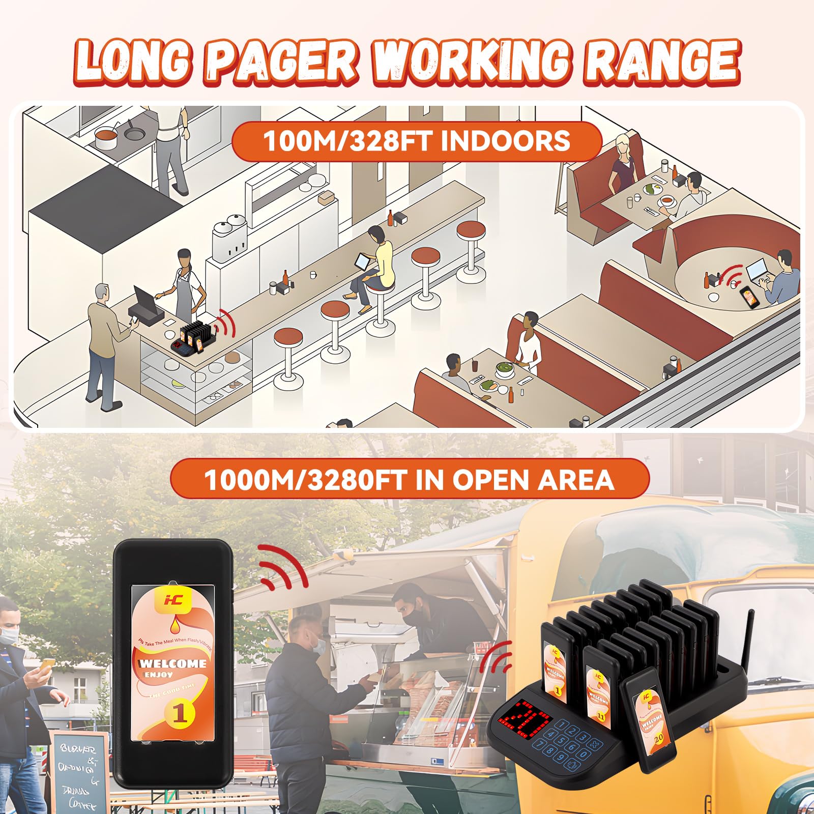 Mua Hanchen Restaurant Pager System Wireless Calling System Social ...