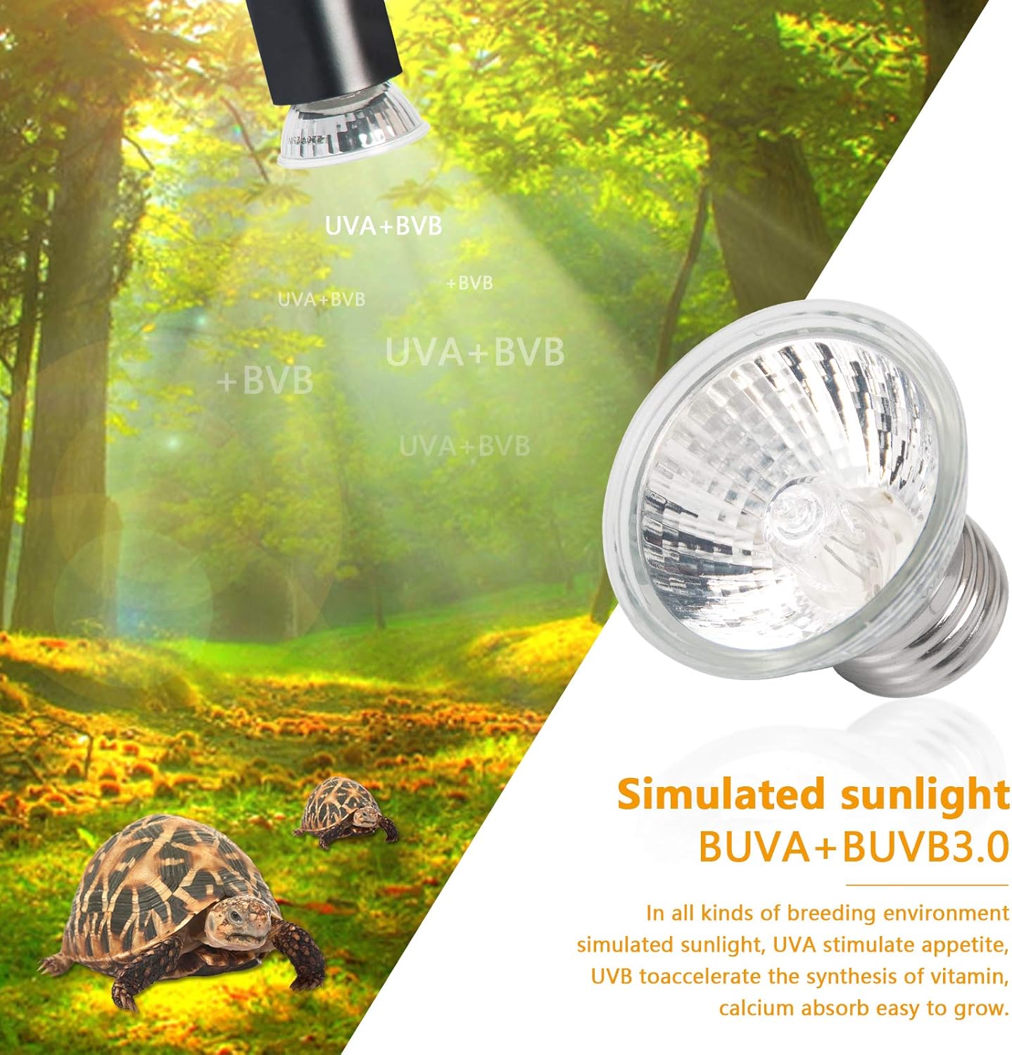 Arofaue Tortoise Heat Lamp,360°Adjustable Heat Spotlight For Aquarium Reptile,25W+50W Basking ...