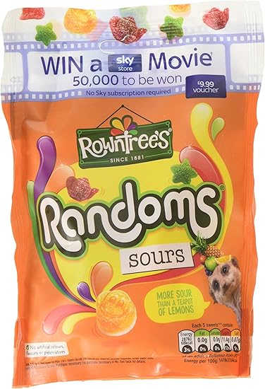 Rowntrees Randoms Sours Sweets Sharing Pouch, 140 g - Pack of 8: Amazon ...