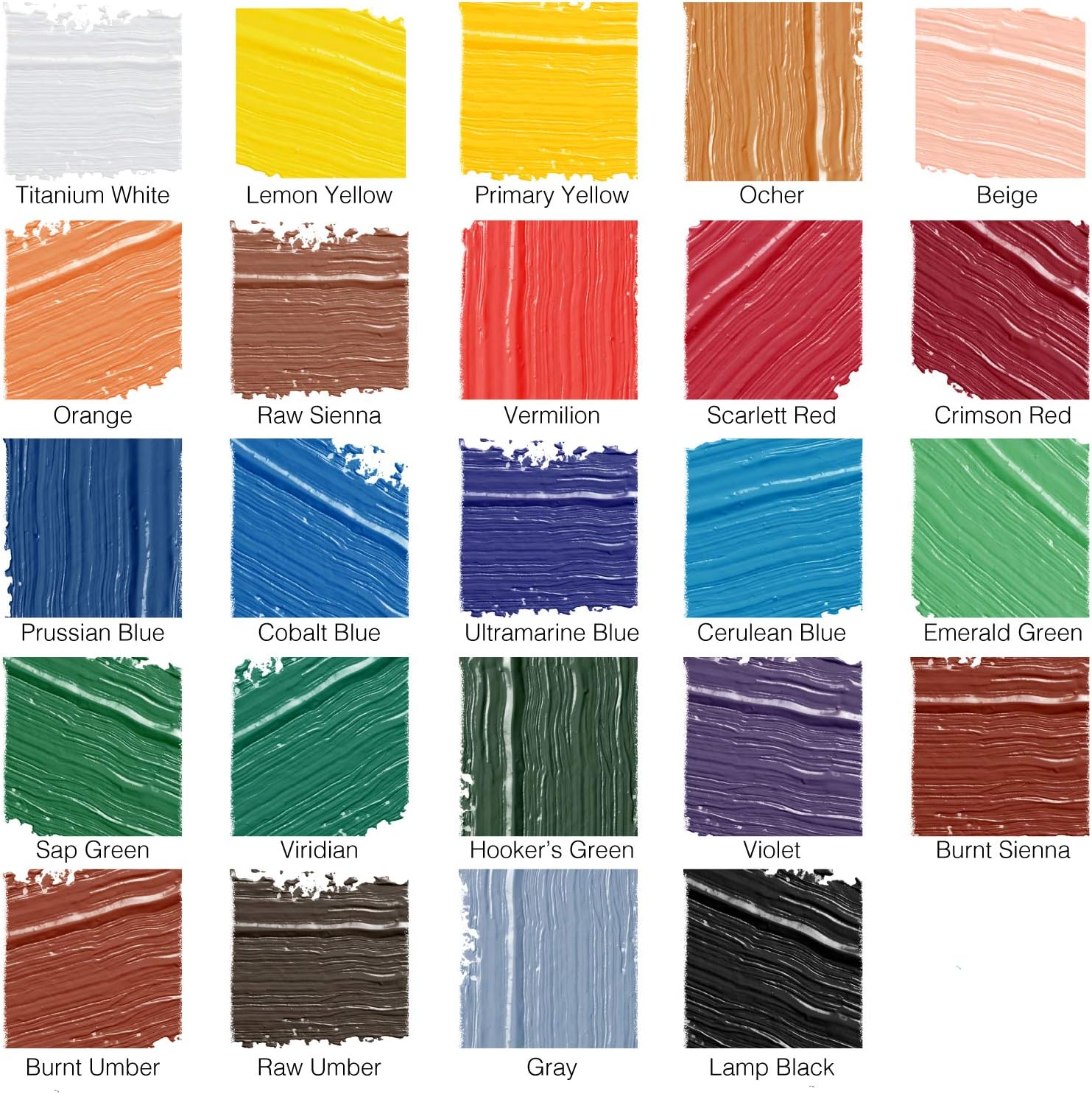 Set of 24 Acrylic Paints, 24 x 120 ml Tubes, 24 Colours Zenacolor ...