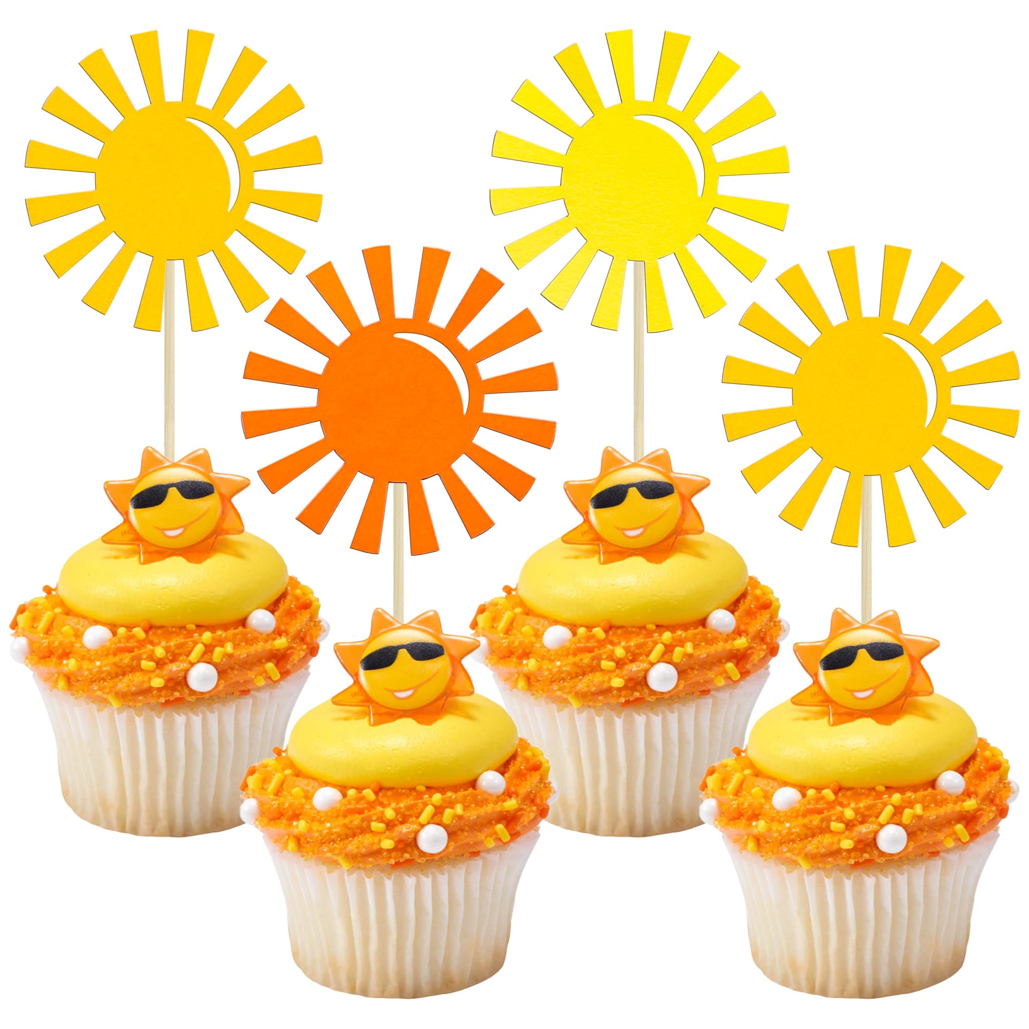 Gyufise 24Pcs Sun Cupcake Toppers First Trip Around The Sun Cake ...