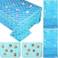 Amazon.com: 4 Pcs Ocean Waves Plastic Tablecloths and Fish Net Set ...