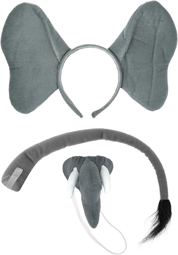 Amazon.com: Elephant Headband Ears, Tail, and Trunk Costume Accessory ...