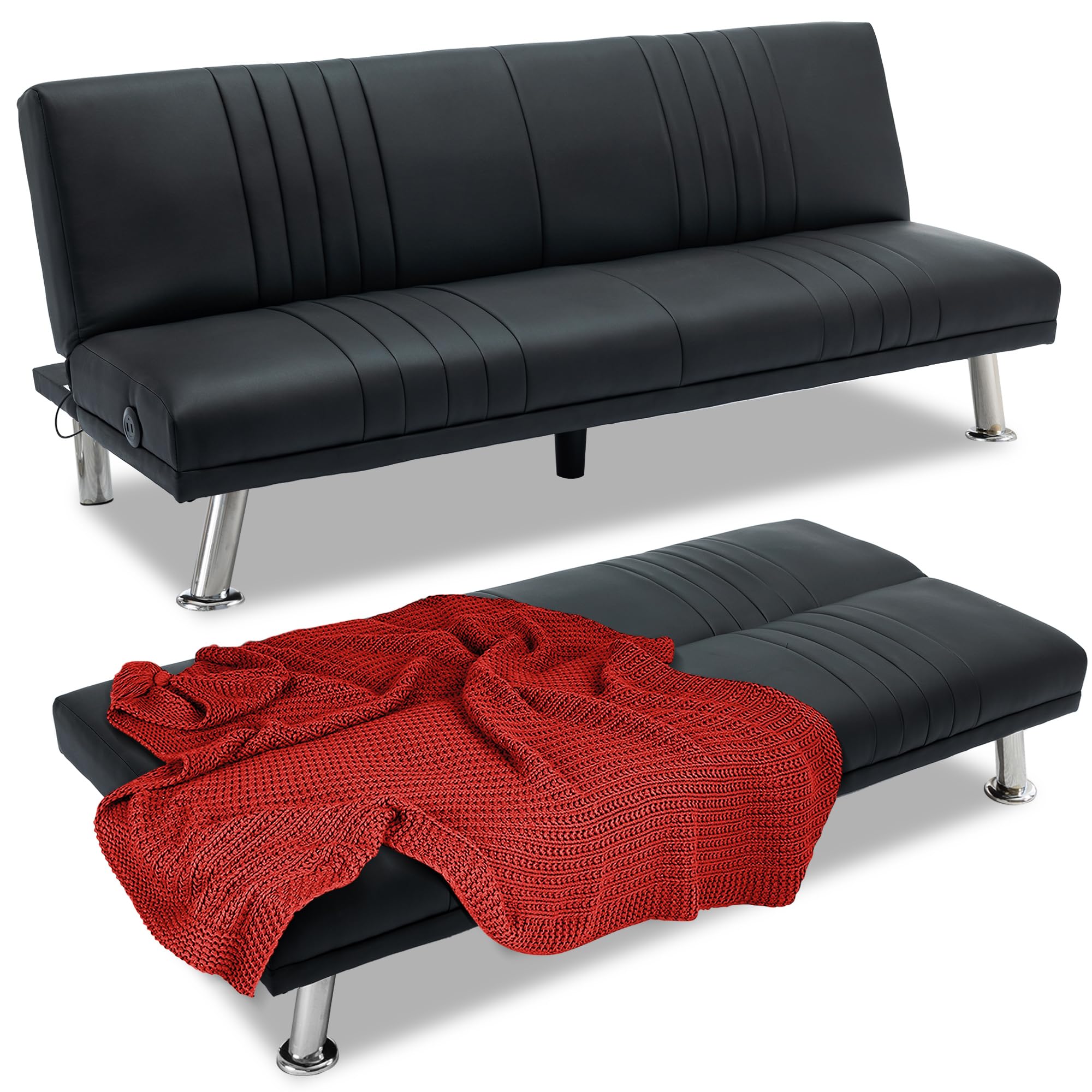 VECELO Modern Couch Bed, Convertible Sofa Bed/Folding Sleeper Couches ...