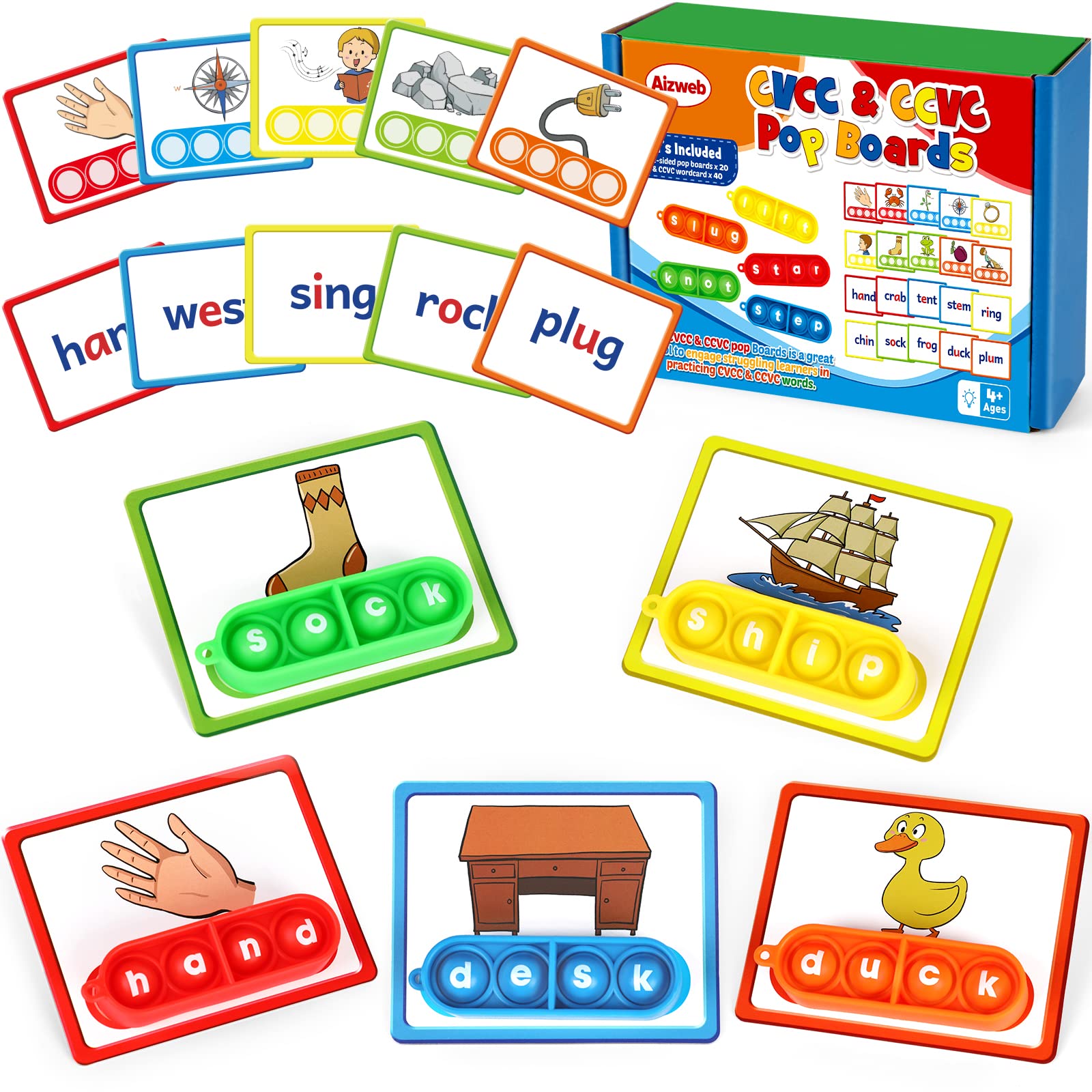 Mua CVCC & CCVC Word Game,Mini Pop Board Fidget Sensory Toy Pack for ...