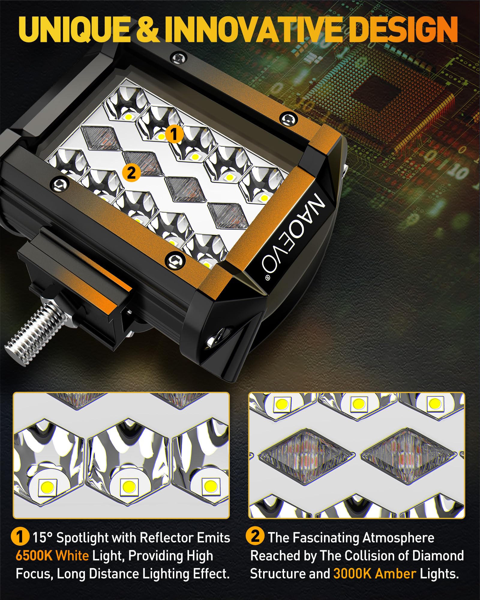 Mua NAOEVO 4 inch Led Pod Lights 12000LM with Daytime Running Lights 3 ...