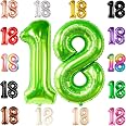 Amazon.com: KatchOn, Light Green Neon Number 18 Balloon - 40 Inch | 18 ...