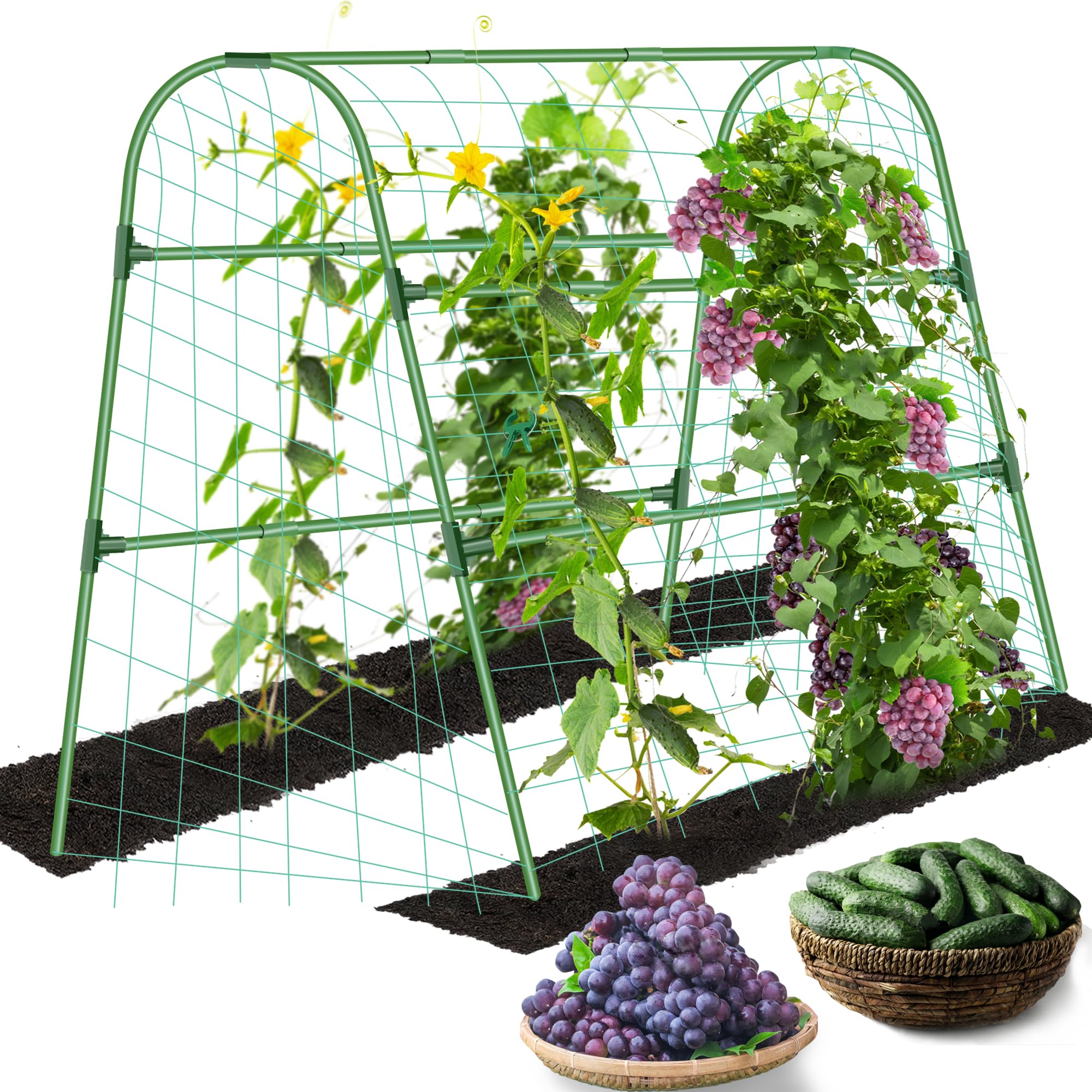 HolyMaji Cucumber Trellis for Raised Garden Bed, 49 x 47 Arch Trellis ...