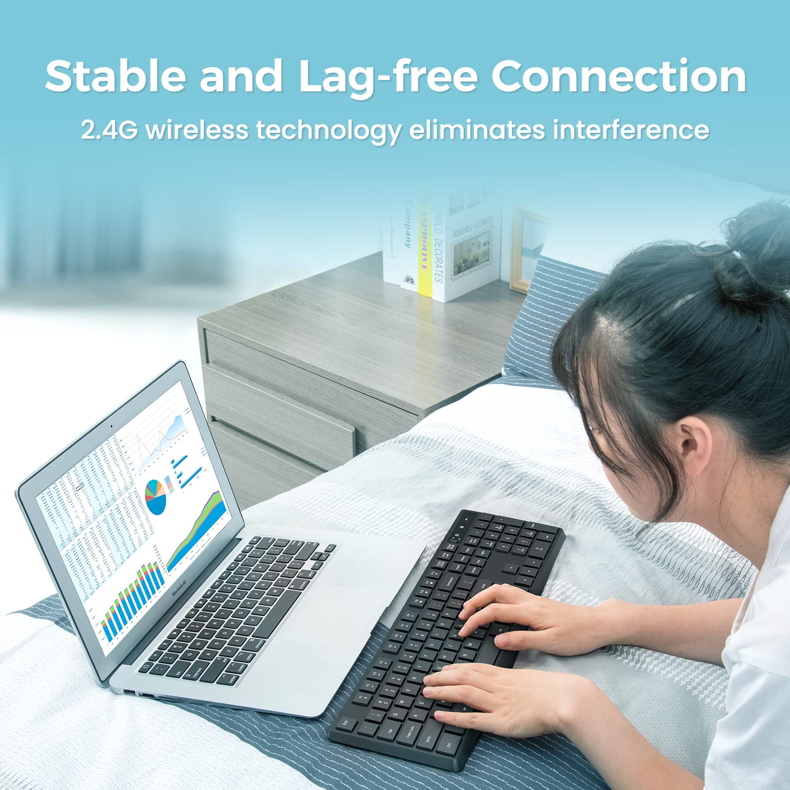 Mua Lovaky MK98 Wireless Keyboard, 2.4G Ergonomic, Computer Keyboard ...