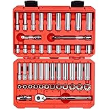 Amazon.com: TEKTON 1/4-Inch and 3/8-Inch Drive 6-Point Socket & Ratchet Set, 45-Piece (3/16 - 3/ ...