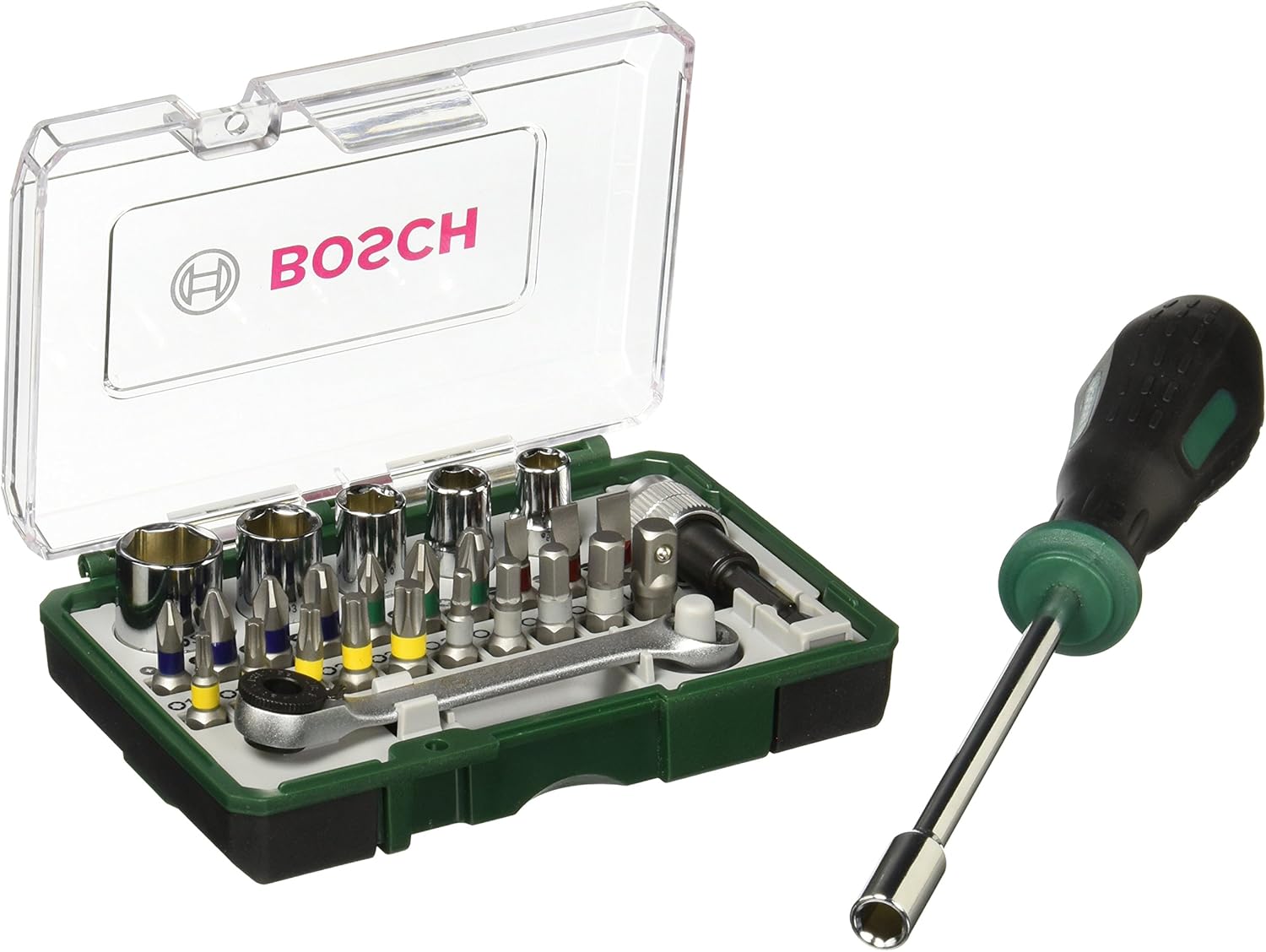 Bosch Set de 28 Puntas y Ratchet y Atornillador Manual: Amazon.com.mx ...