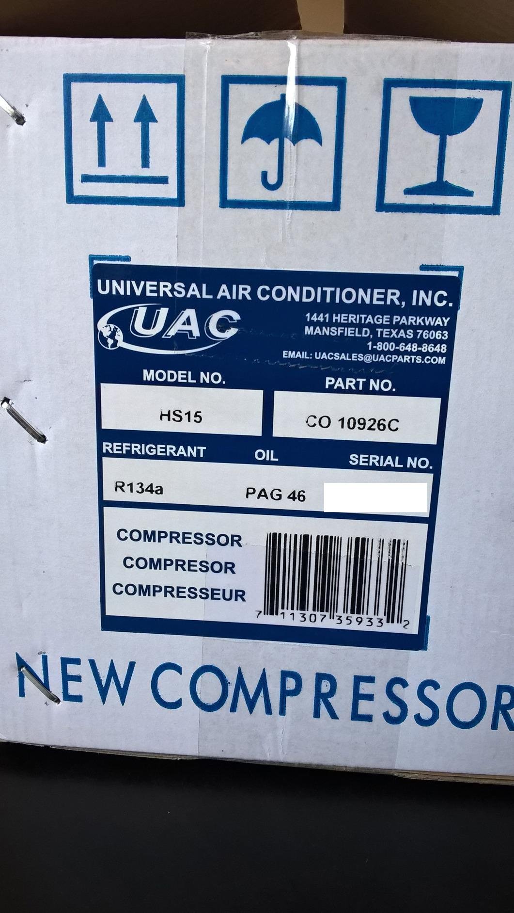 $25/mo - Finance UAC CO 10926C A/C Compressor | Buy Now, Pay Later