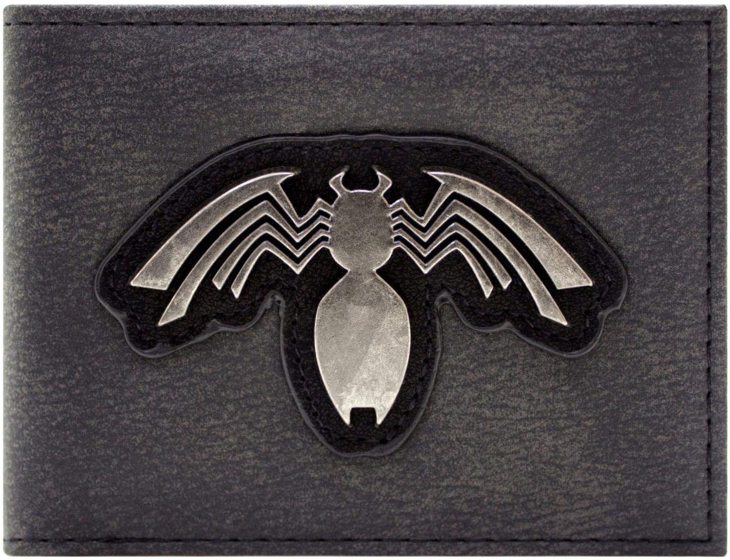 Marvel Venom Silver Metal Spider Badge ID & Card Bi-Fold Wallet – BigaMart