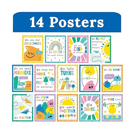 Mua Carson Dellosa Classroom Rules Happy Place 14-Piece Posters Set ...