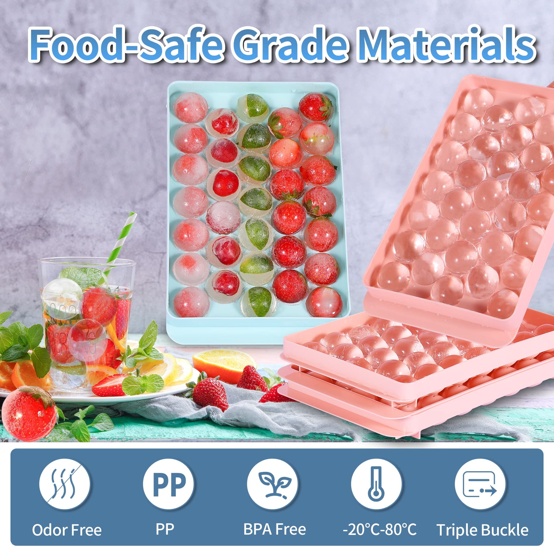 Mua Round Ice Cube Tray, Ice Ball Maker Mold for Freezer with Lid & Bin ...