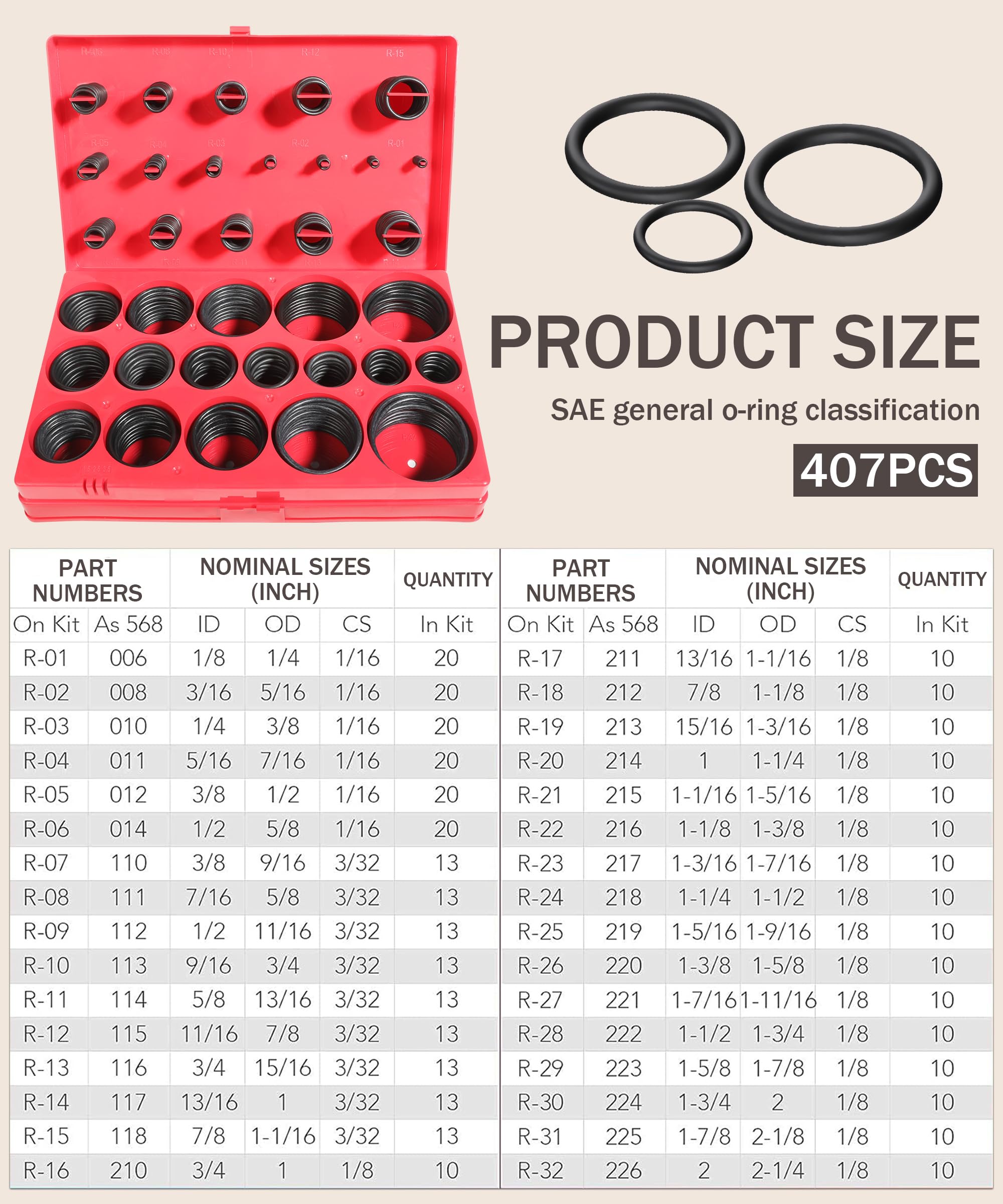 Mua 826pcs O Ring Assortment Kit,Nitrile Rubber O Ring Kit with 4 Pick ...