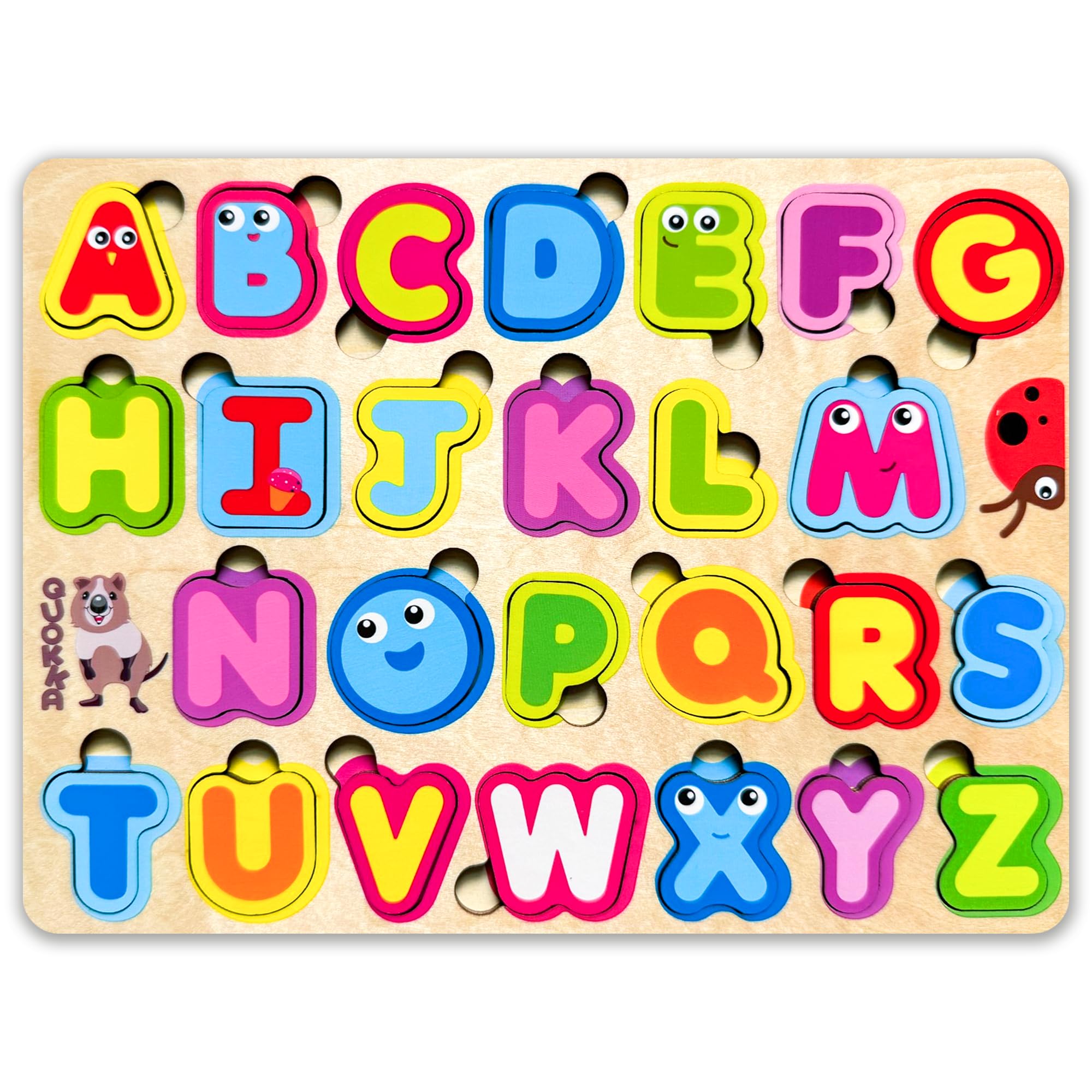 QUOKKA Montessori Alphabet Puzzle for Toddlers - Educational Wooden ...