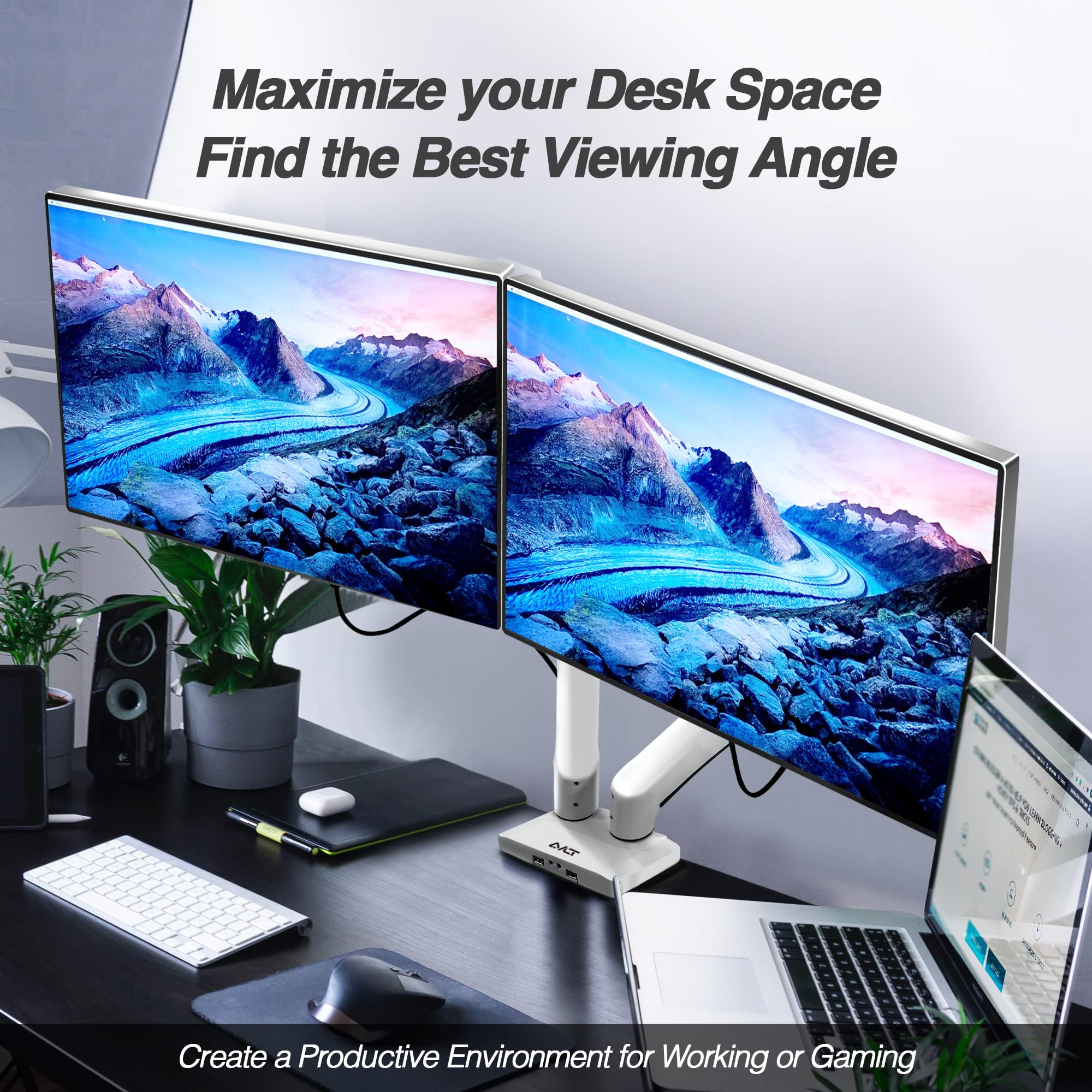 Mua AVLT Dual 13"-43" Monitor Arm - Desk Mount for Two Flat/Curved ...