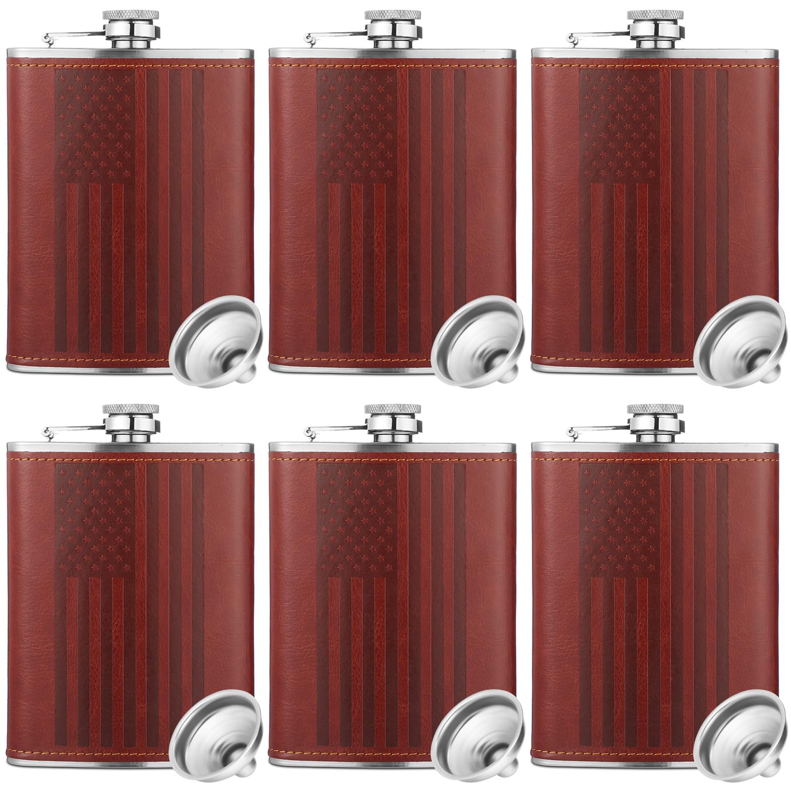 Chengu 6 Pcs Leather Hip Whiskey Flask Hip Flasks for Liquor Men Women ...