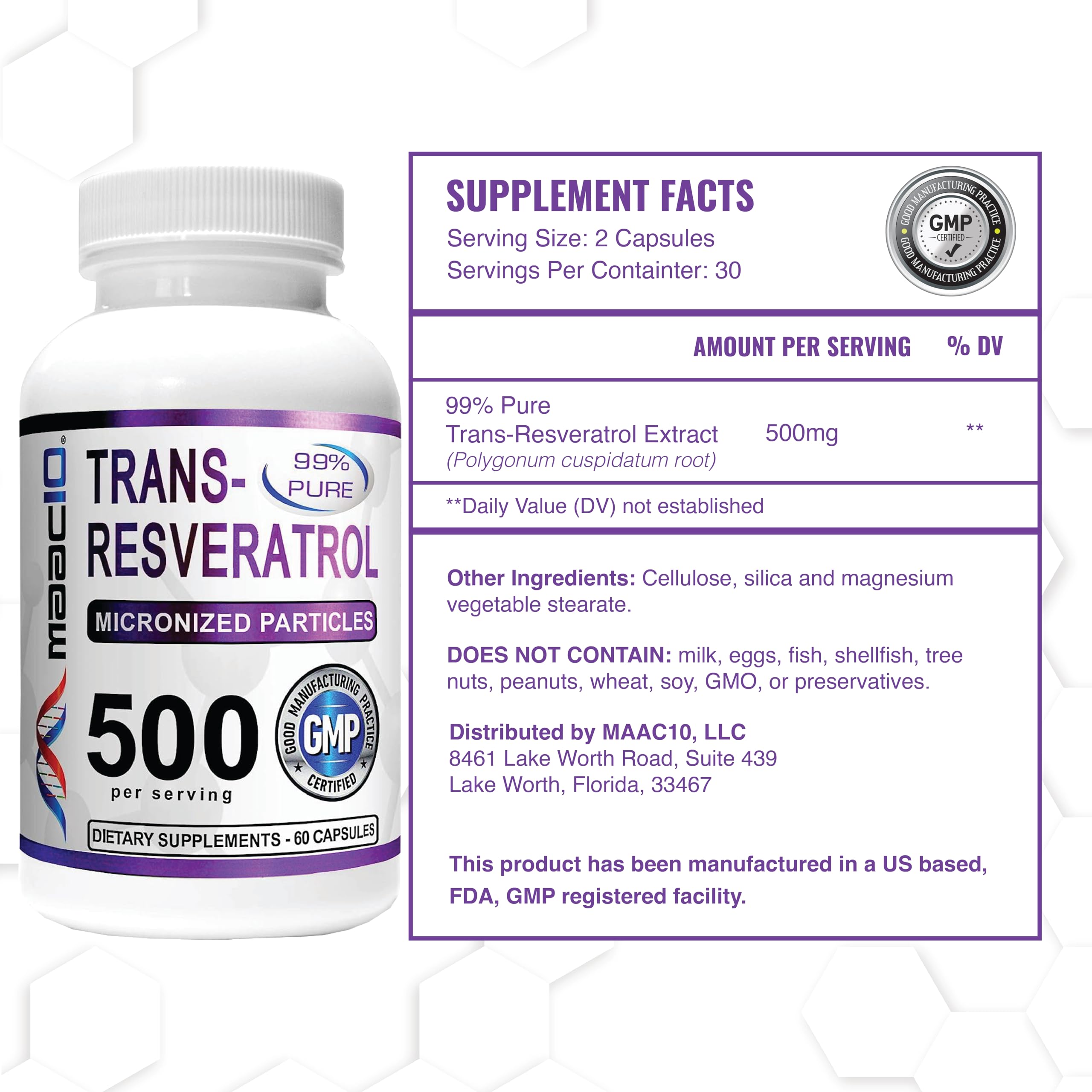 Mua Trans Resveratrol 500mg 3-PACK (Micronized Pharmaceutical Grade 99% ...
